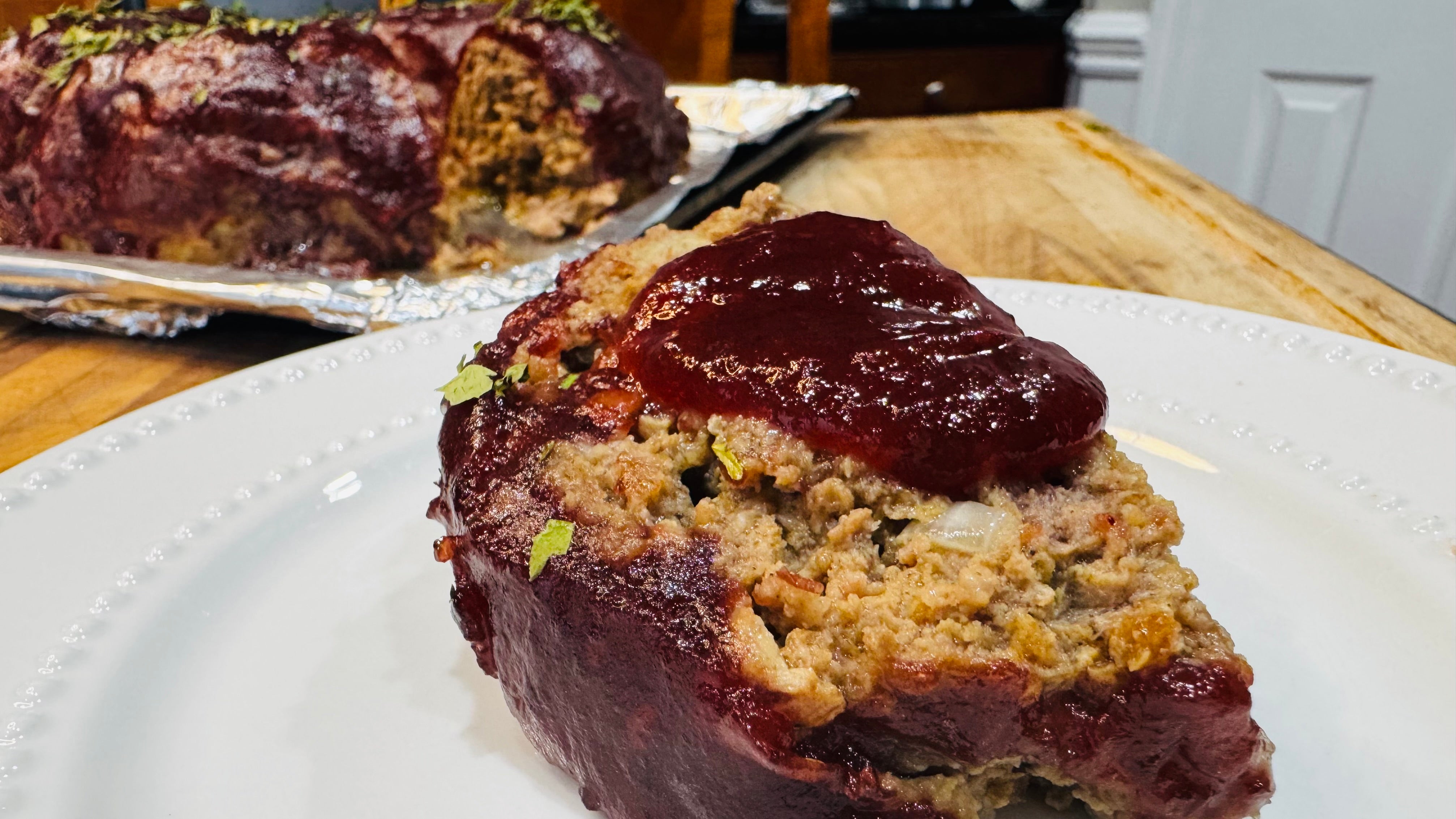 Cranberry Glazed Christmas Wreath Meatloaf – Cooking At Pam's Place