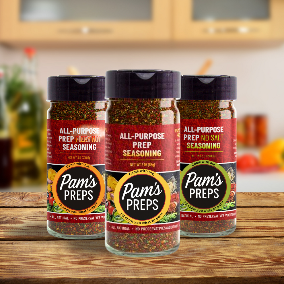 Pam's Flavor Trio (Classic, No Salt, Fiery Hot) – Cooking At Pam's Place